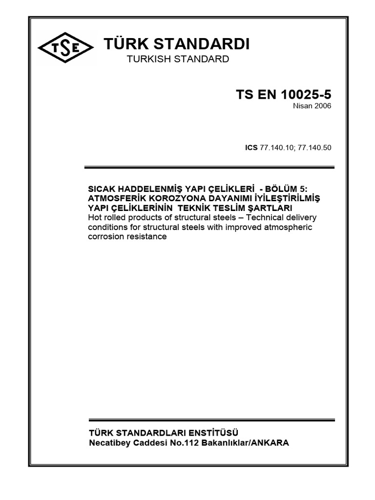 Türk Standardi: TS EN 10025-5 | PDF