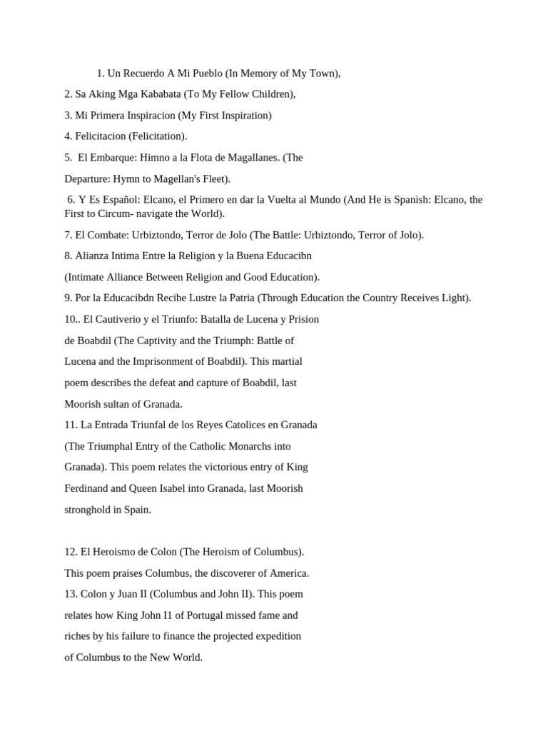 Works and Writings of Jose Rizal | PDF