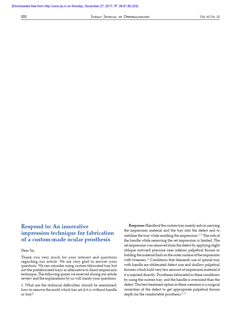 20 An Innovative Impression Technique For Fabrication of A Custom Made ...