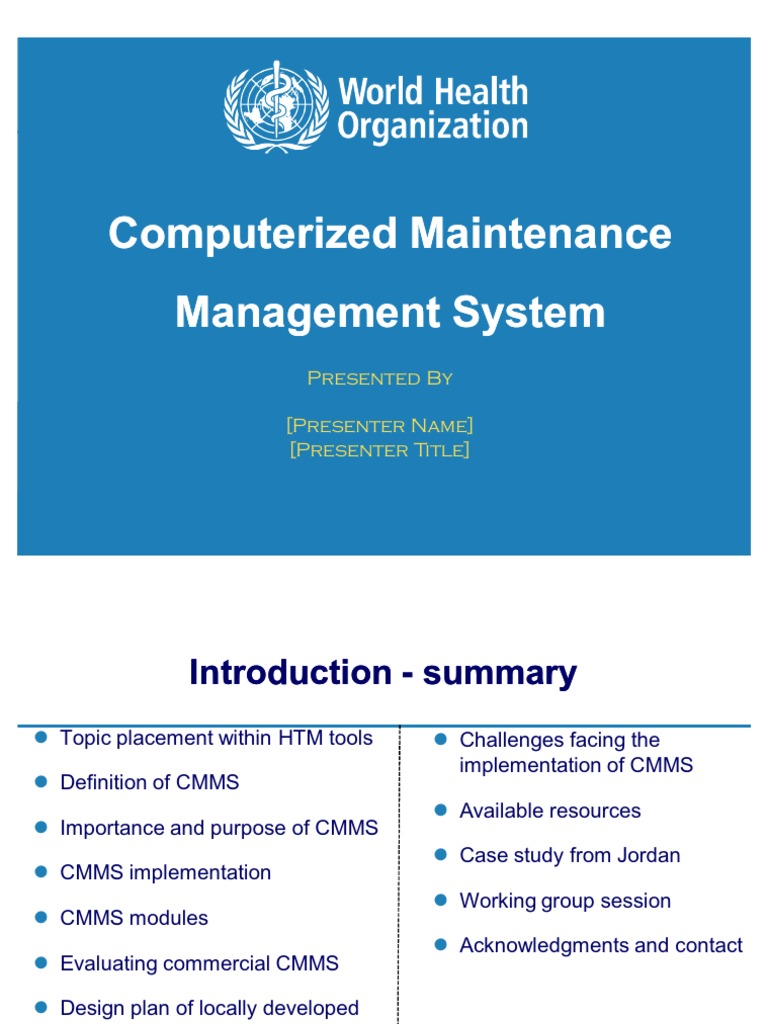 Cmms Training Module | PDF | Medical Device | Automation