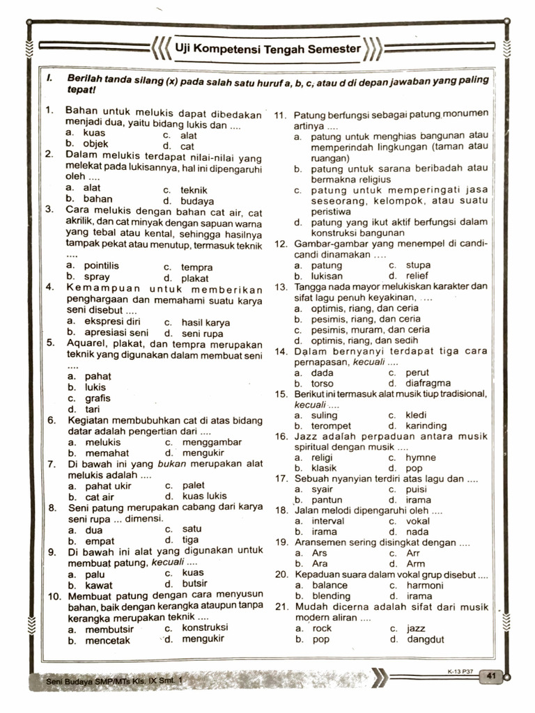 PTS SBK Kelas 9 | PDF
