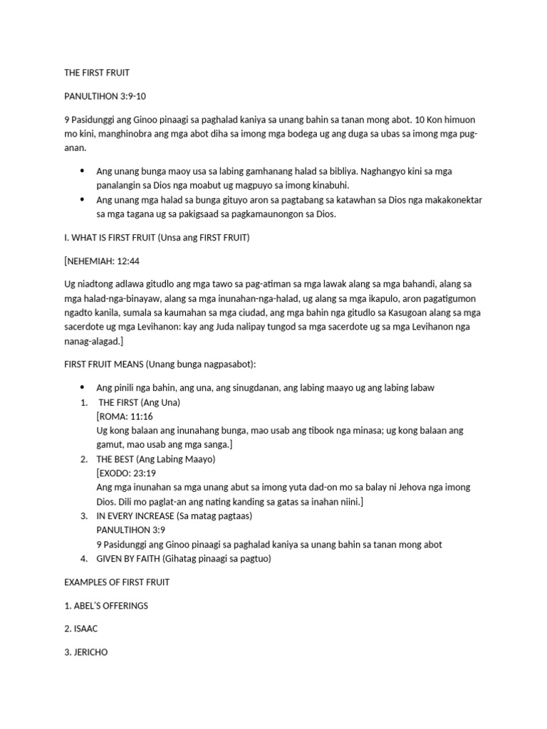 SOD1 Lesson6 THE FIRST FRUIT-WPS Office | PDF