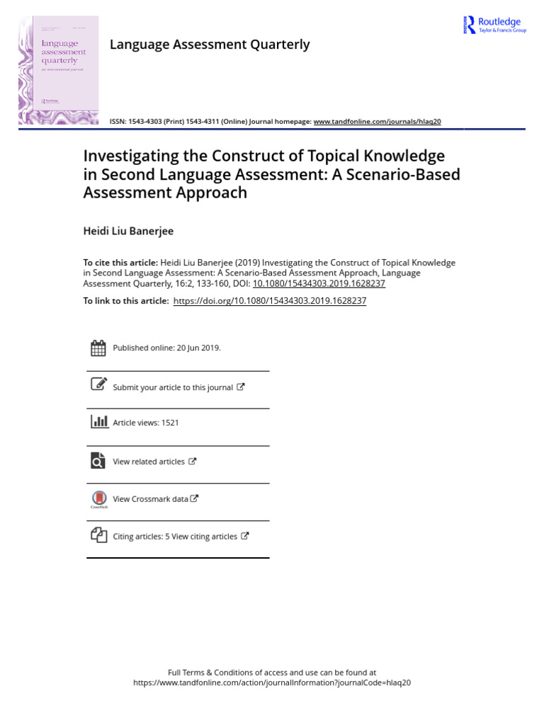 Investigating The Construct of Topical Knowledge in Second Language ...