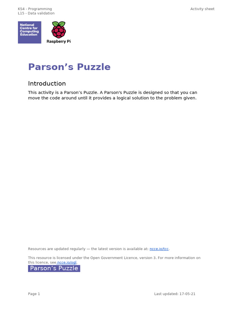 AP Worksheet - Parson - S Puzzle-2 | PDF