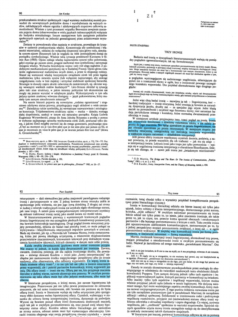 Trzy Ironie (Stasiński) | PDF