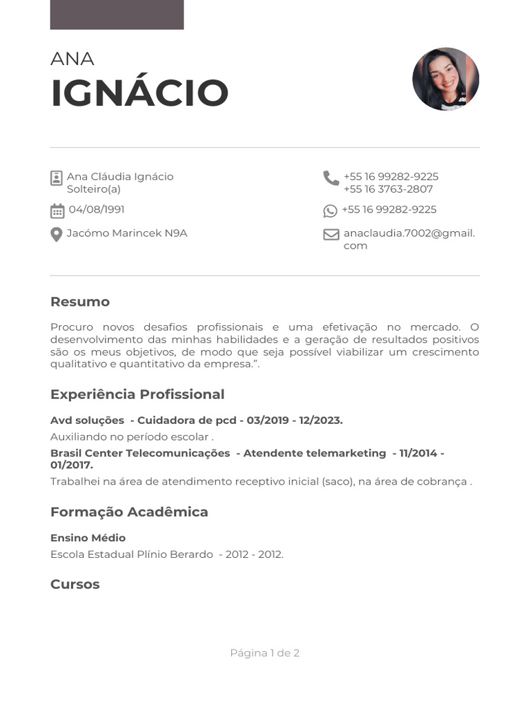 Currículo 2024 - 1 | PDF