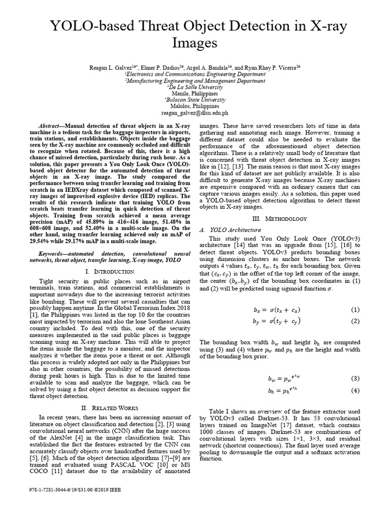YOLO-based Threat Object Detection in X-Ray | PDF | Computational ...