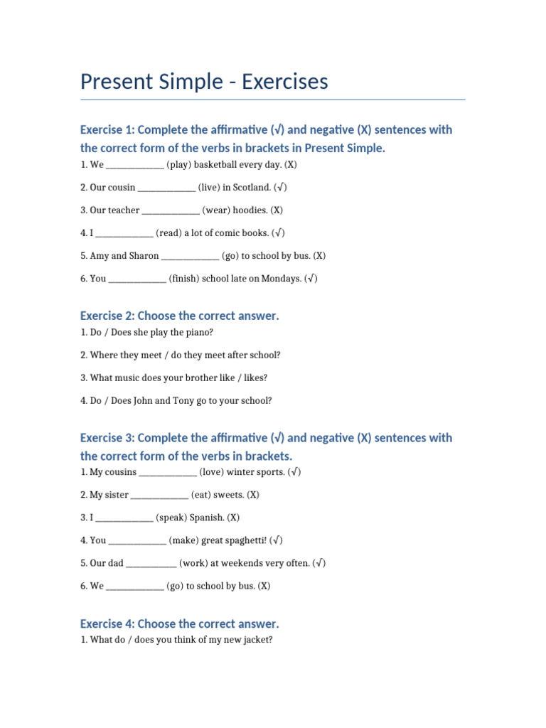 Present_Simple_Exercises | PDF
