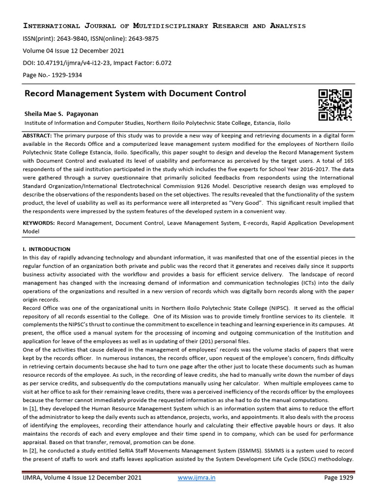 Record Management System With Document Control | PDF