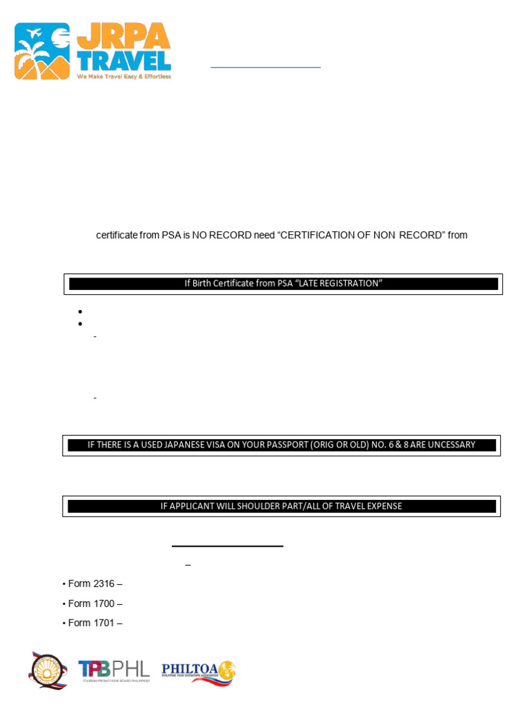 Japan Visa Requirements Fee | PDF