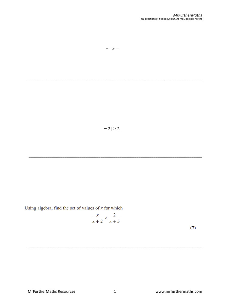 9FM0-3A Topic 7 Inequalities Exam Questions | PDF | Mathematics ...
