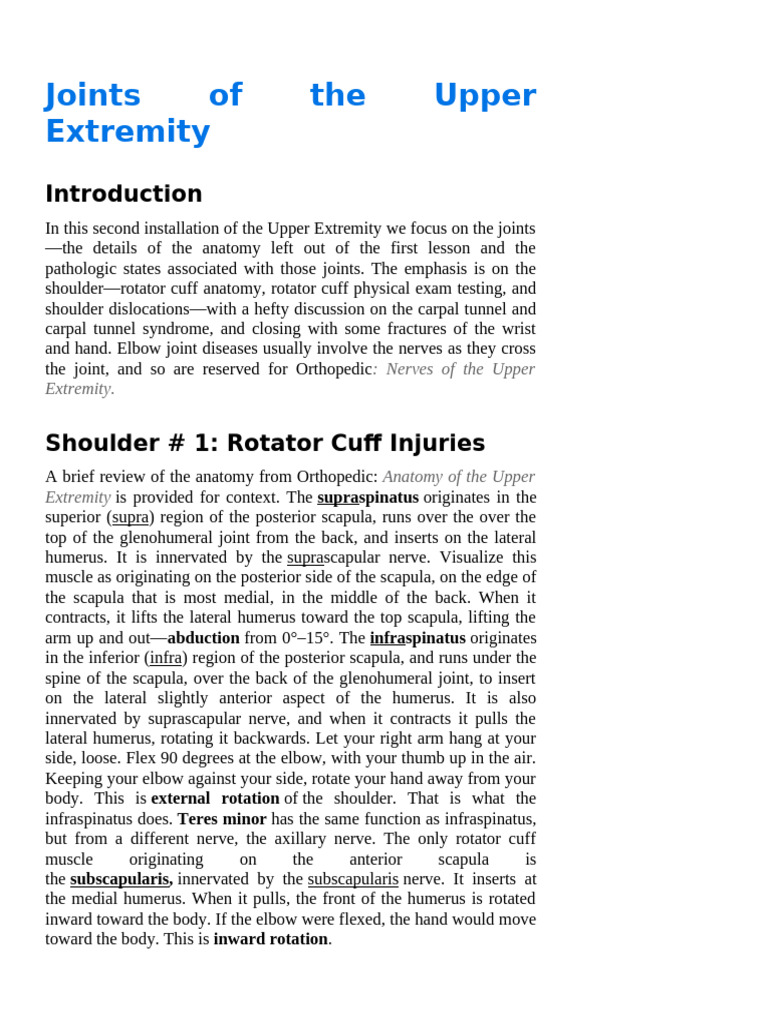 Joints of The Upper Extremity | PDF