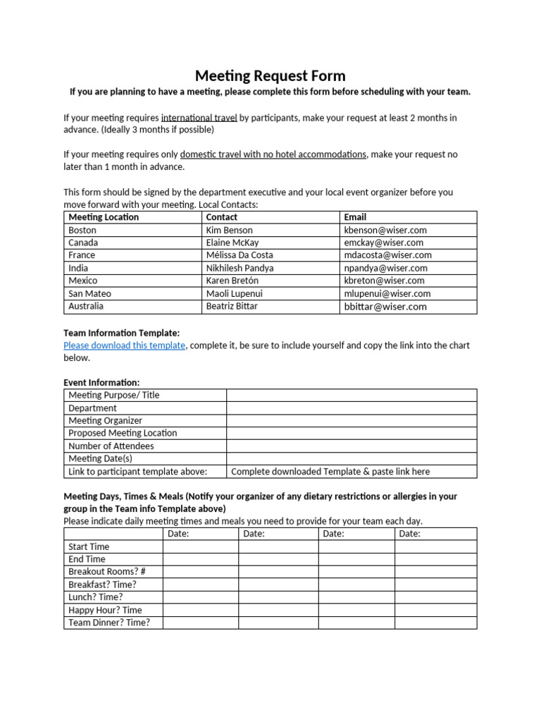 Meeting Request Form | PDF