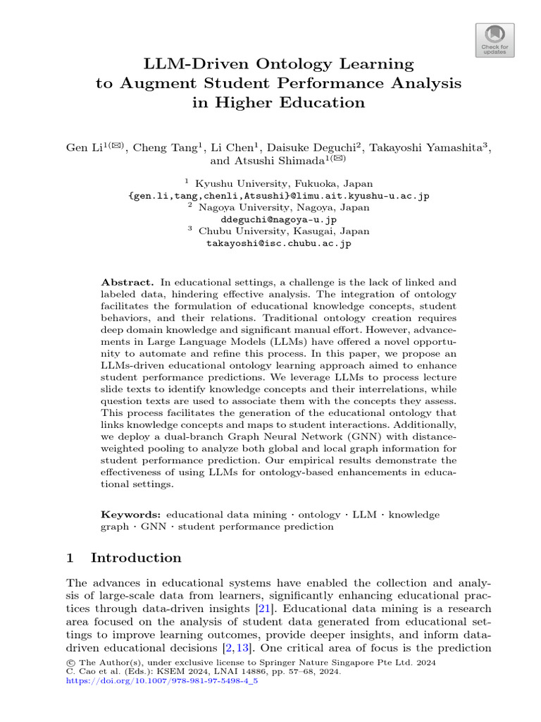 LLM-Driven Ontology Learning To Augment Student Performance Analysis in Higher Education | PDF