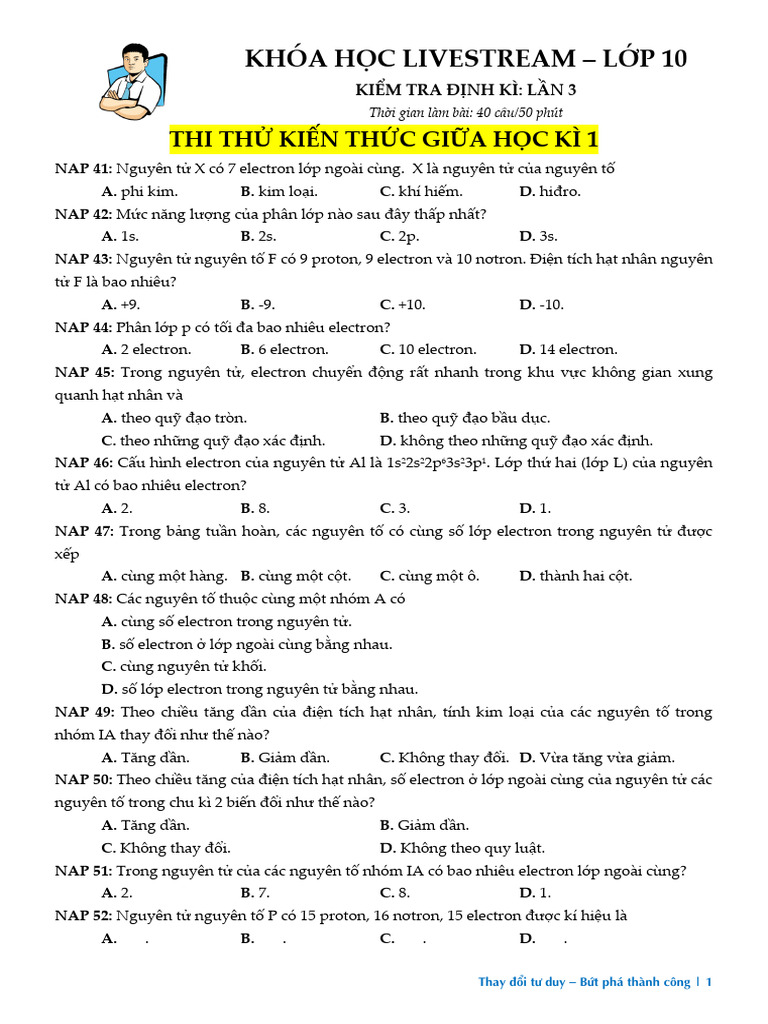 NAP 14 Thi Thu GKI 1 | PDF