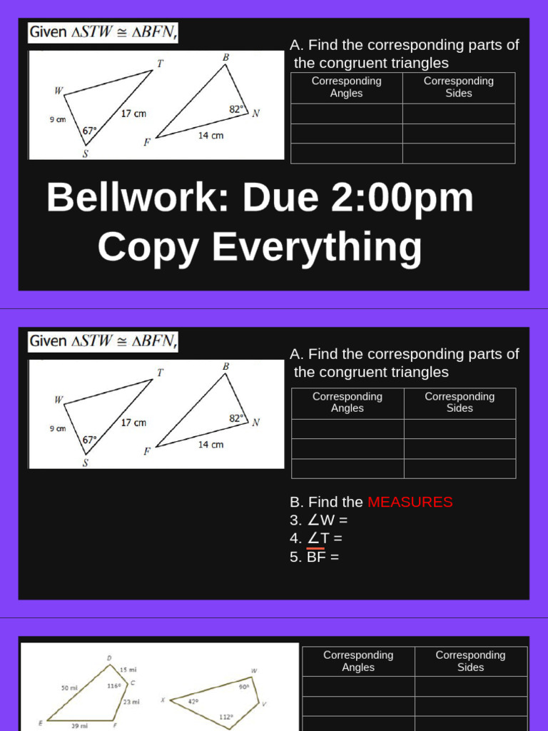 Module 3 Lesson 6 Congruent Triangles Day 2 | PDF