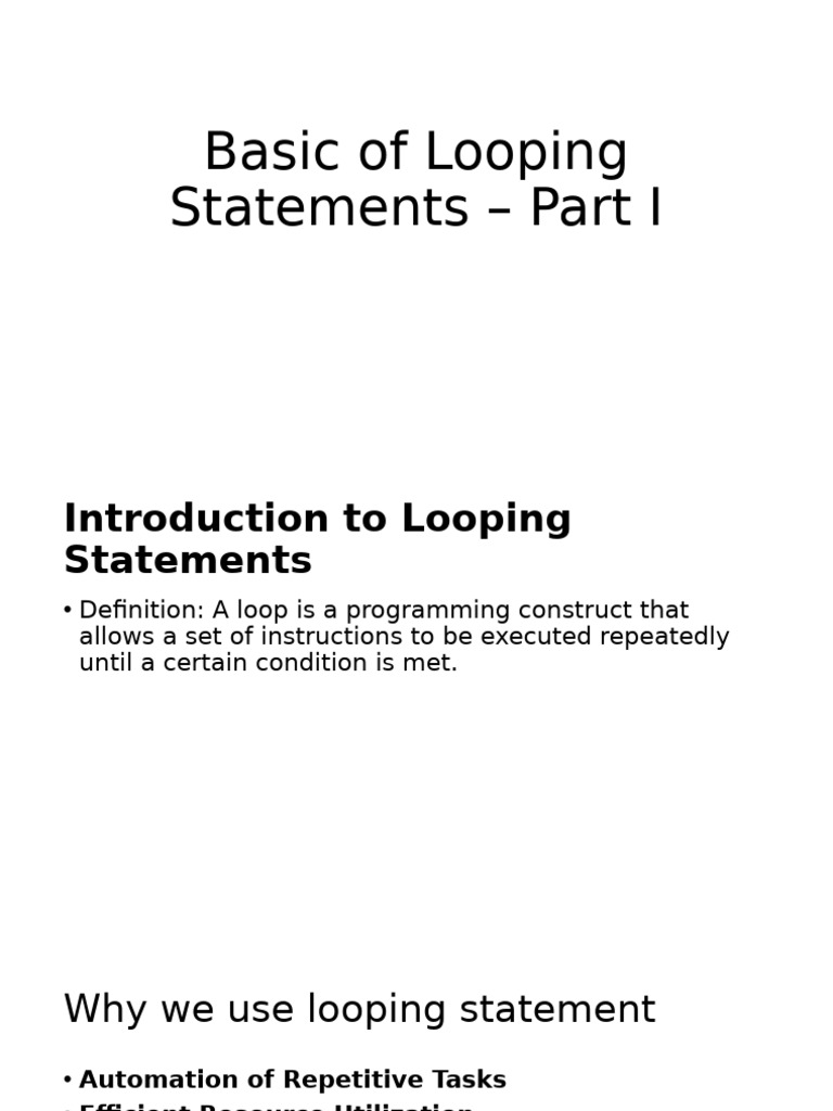 Basic of Looping Statements - Part I | PDF