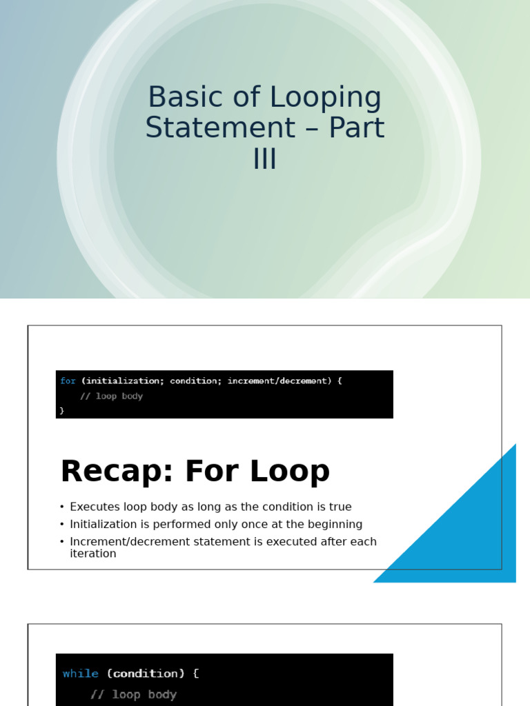 Basic Of Looping Statement Part Iii Pdf 