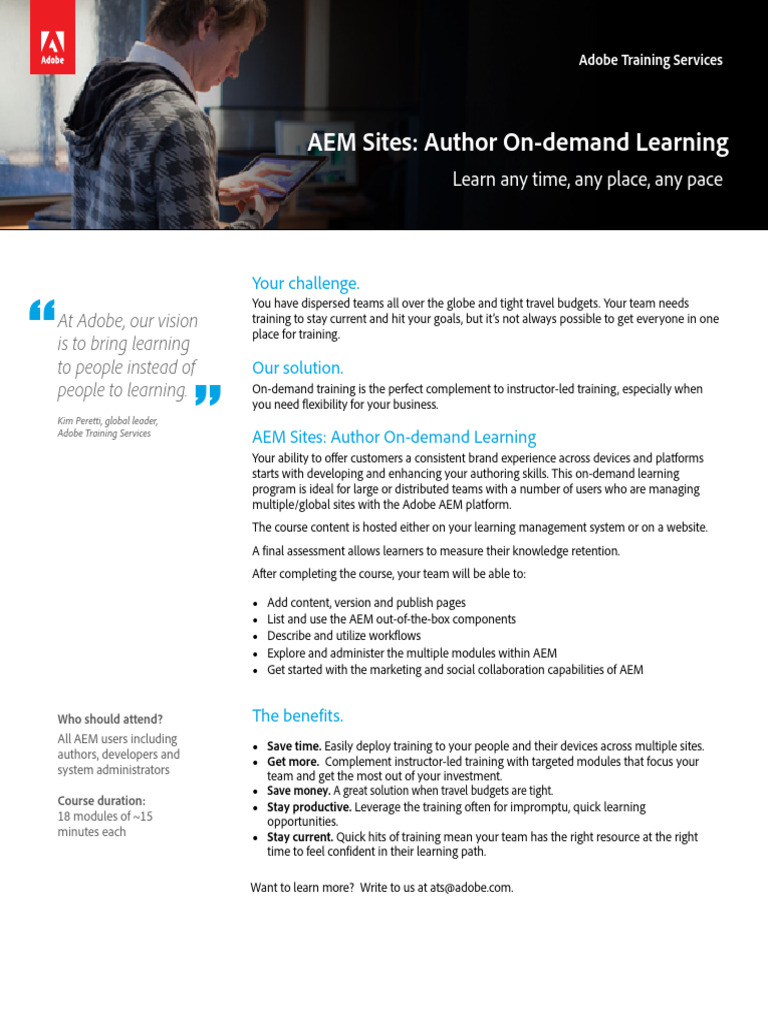 AEM Sites Author Elearning Datasheet-7 | PDF | Learning | Digital Marketing
