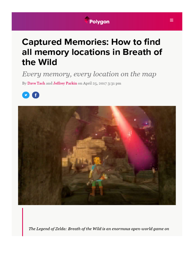 Captured Memories - How To Find All Memory Locations in Breath of The ...