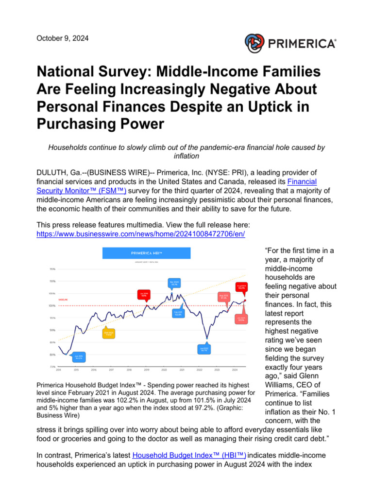 2024-10-09 National Survey Middle Income Families Are 330 | PDF | Cost ...