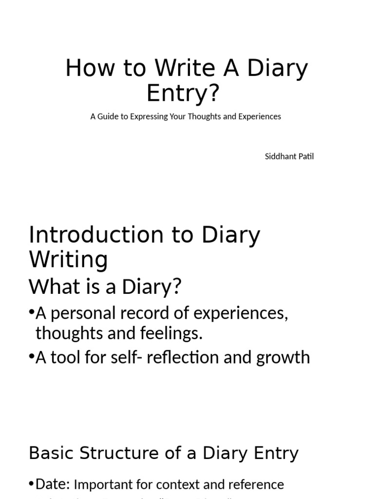 How To Write A Diary Entry | PDF