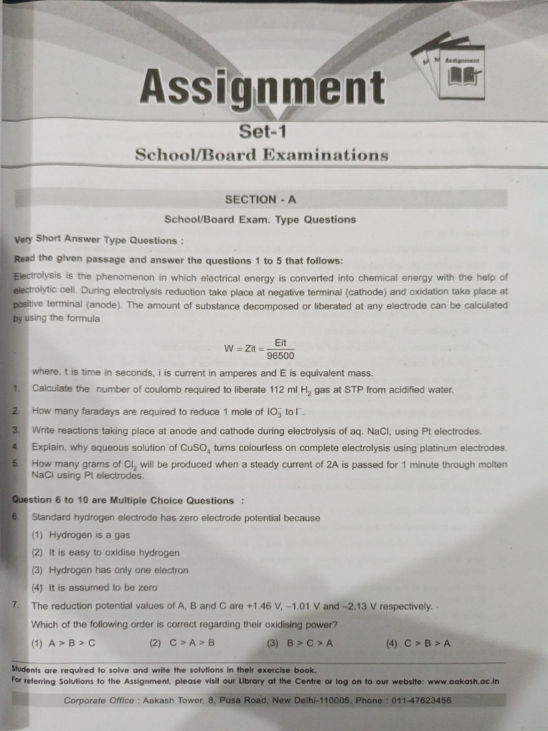 Electrochemistry (Level-1) | PDF