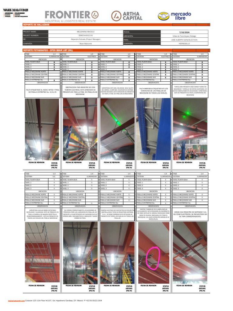 Oil (Open Issue List) - Mezzanine Fase 1.4 07-10-2024 | PDF