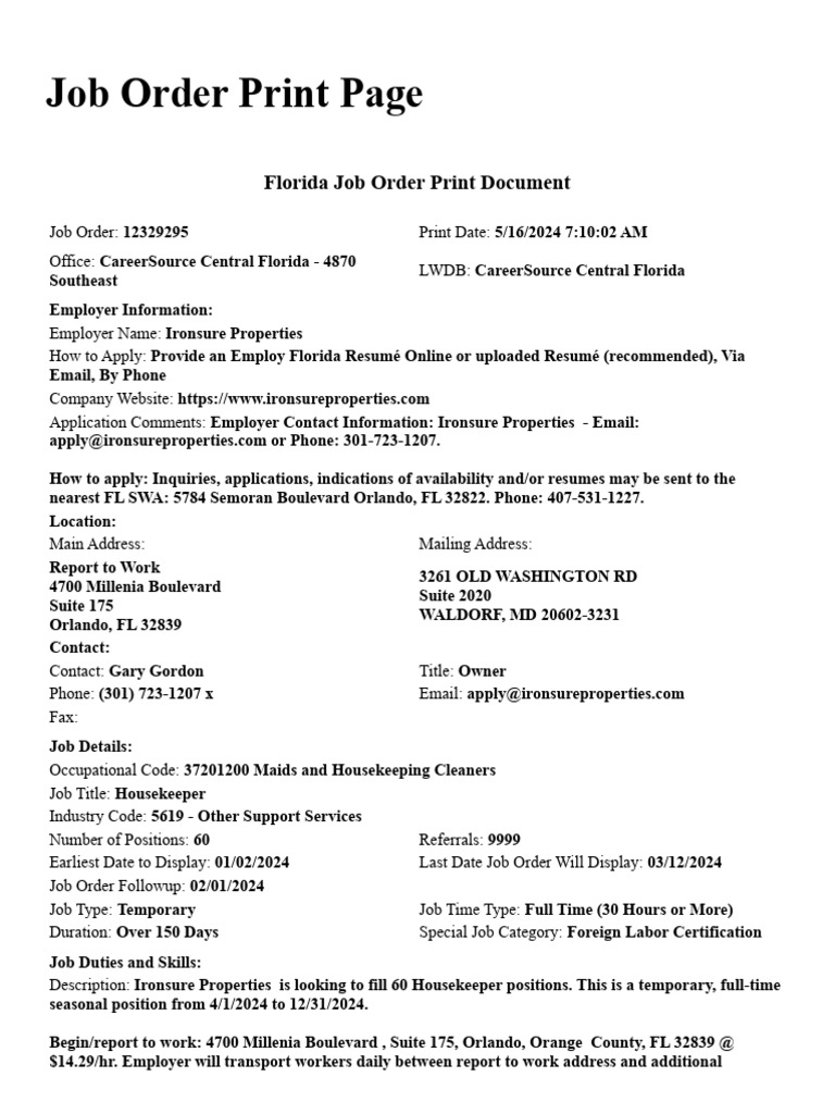 Job Order Print Page | PDF