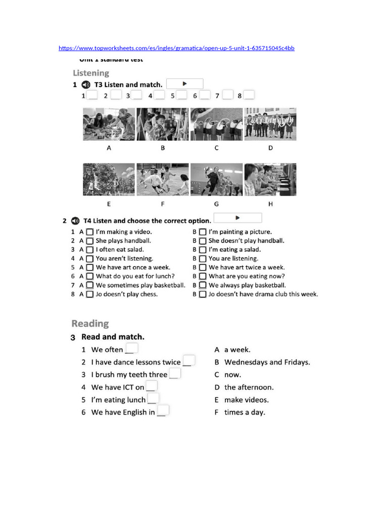 Open Up 5 unit 1 test | PDF
