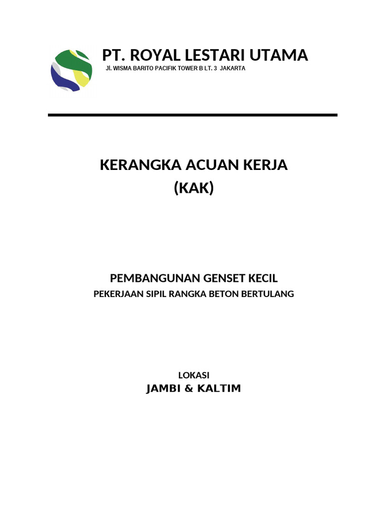 (Kak) 1 (RKS) Pekerjaan Sipil Rangka Beton Bertulang | PDF