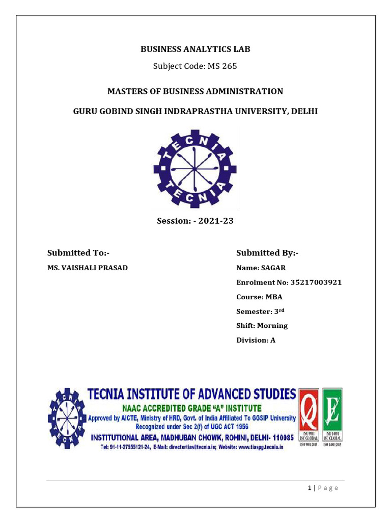 Business Analytics Project | PDF