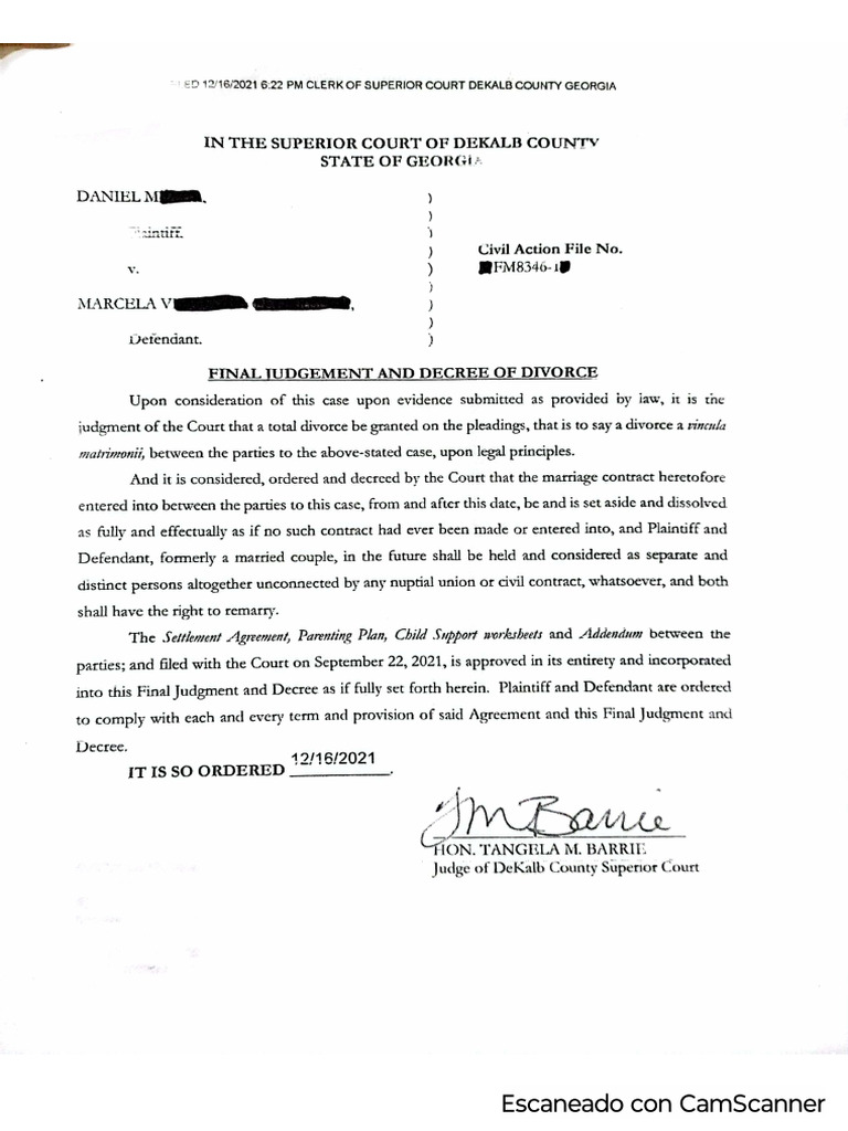 TEXTO Final Judgement and Decree of Divorce | PDF