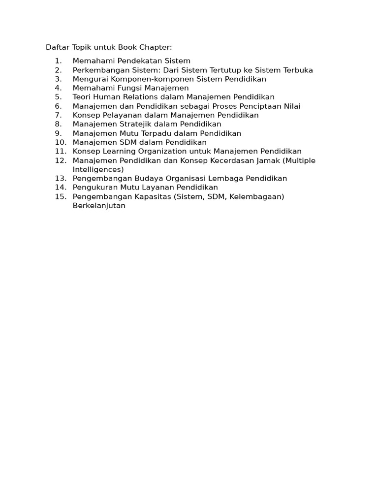 Daftar Topik Untuk Book Chapter | PDF