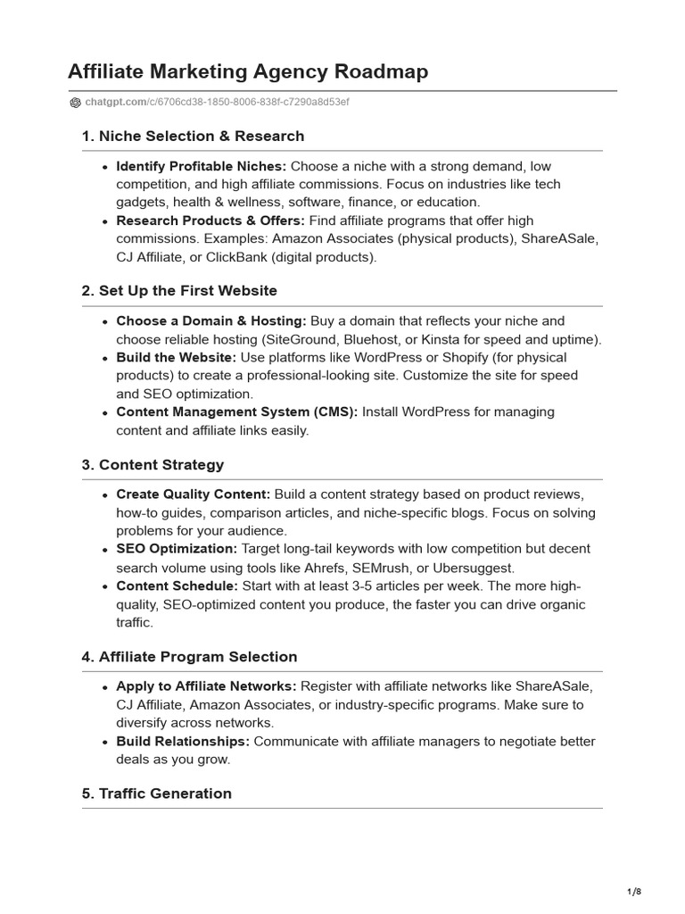 Affiliate Marketing Agency Roadmap | PDF