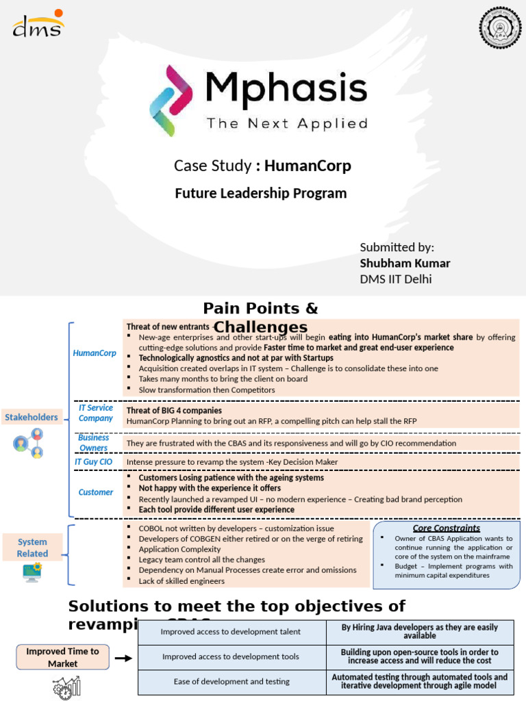 Shubham Kumar - DMS IIT Delhi - Mphasis | PDF