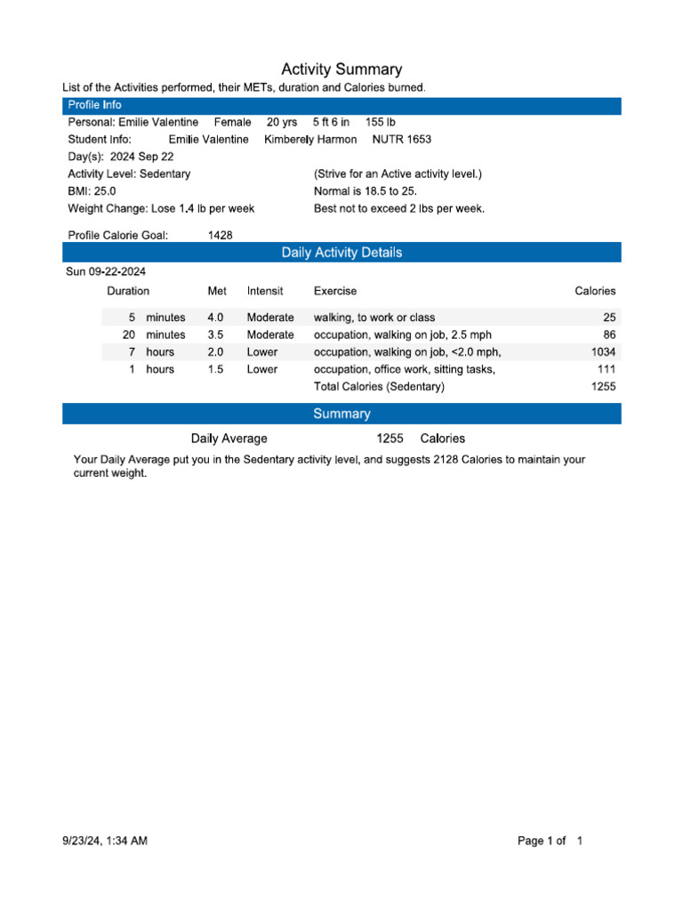Activity Summary Report | PDF