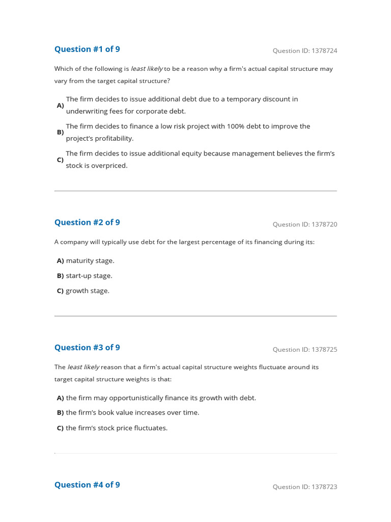 Reading 31 Capital Structure | PDF