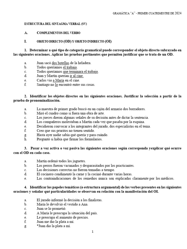 Ejercicios de Estructura Del SV y Construcciones P - 240523 - 130808 | PDF