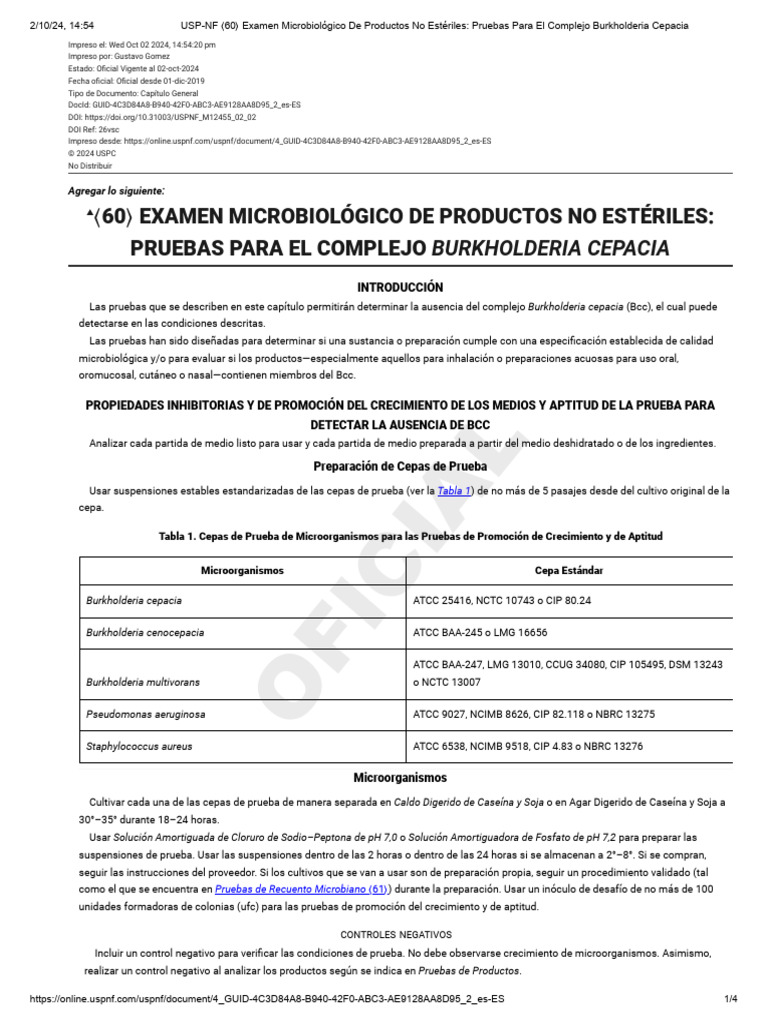 〈60〉 Examen Microbiológico De Productos No Estériles_ Pruebas Para El Complejo Burkholderia ...