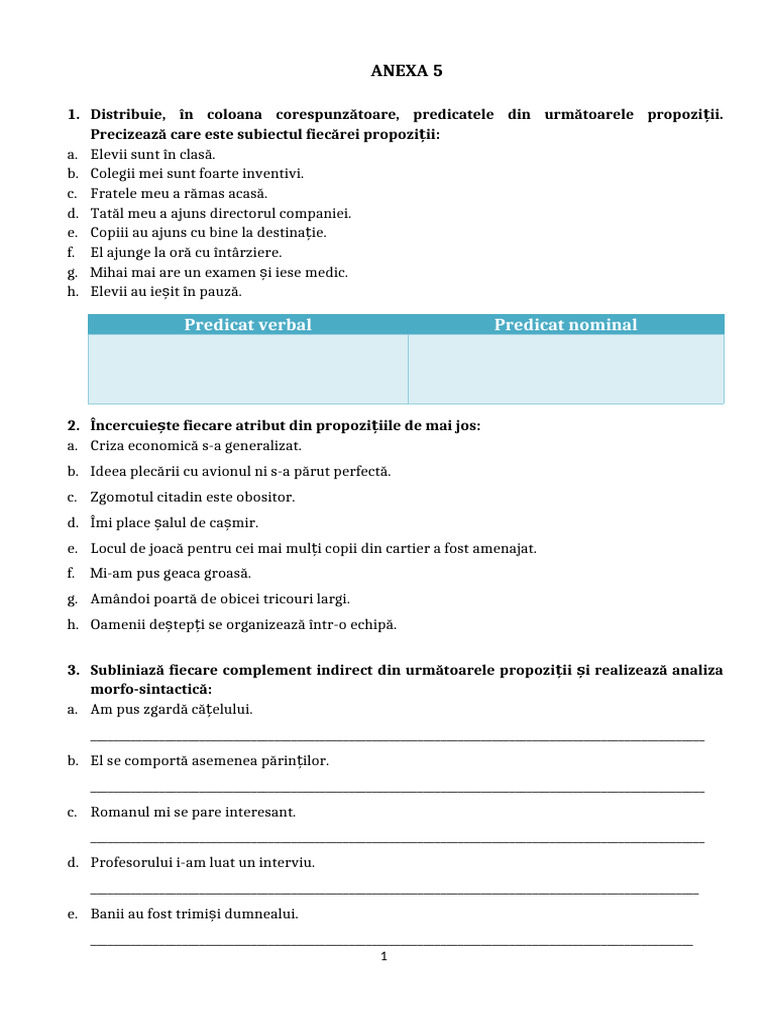7 Parti Principale Si Secundare de Propozitie | PDF