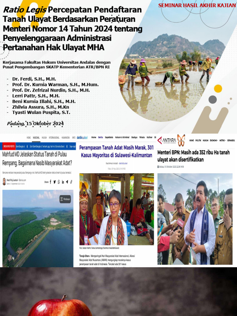 Paparan Seminar Hasil Tanah Ulayat - PUSBANGpptx | PDF