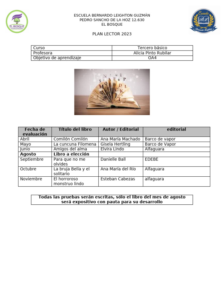 2023 Lectura Complementaria 3° A 6° | PDF