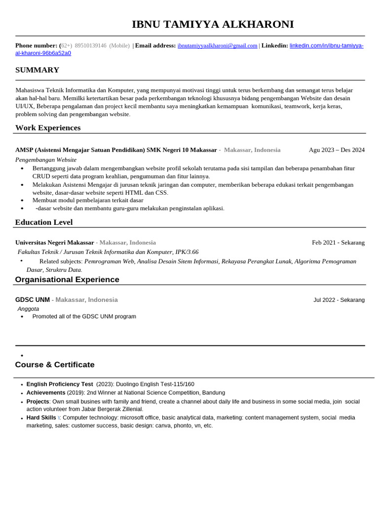 Template CV | PDF