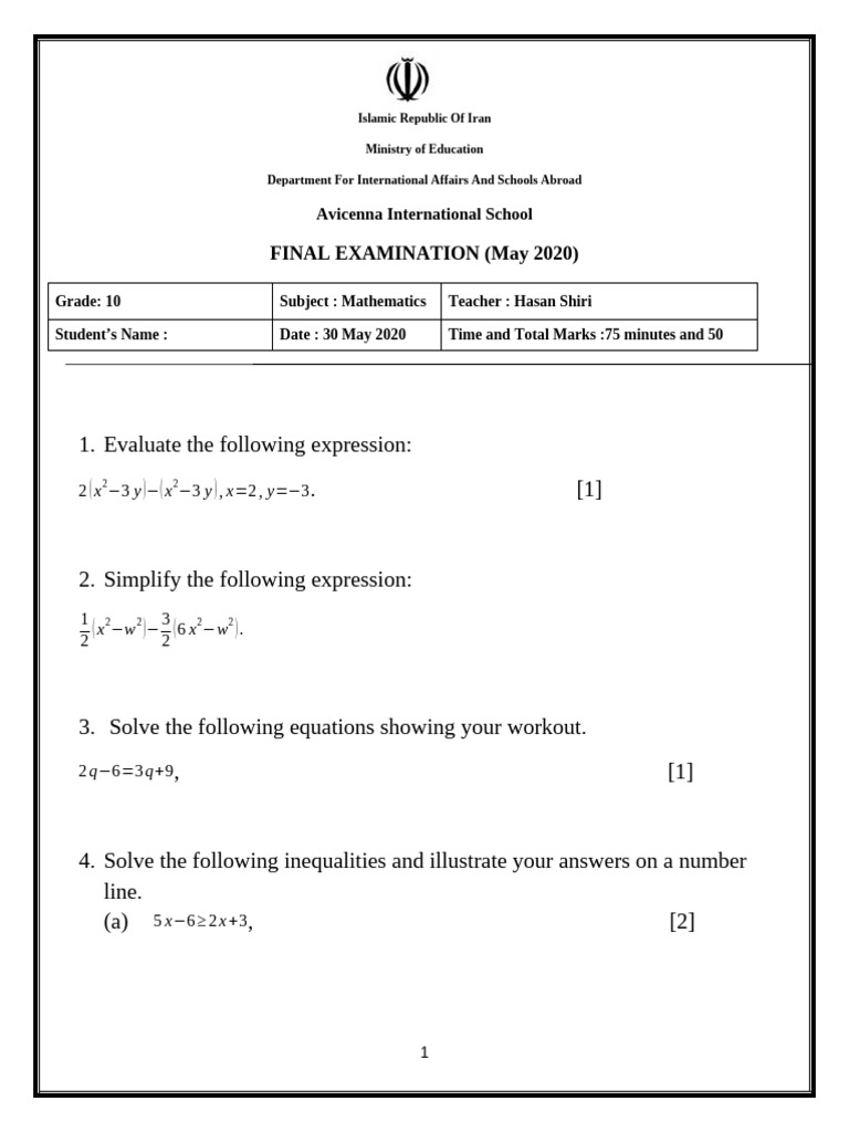 Version1 AIS Final Online | PDF | Mathematics | Equations