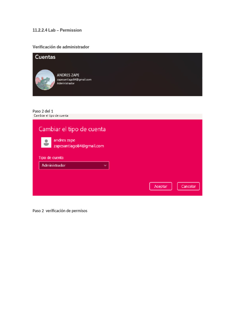 11.2.2.4 Lab - Permission: Paso 2 Del 1 | PDF