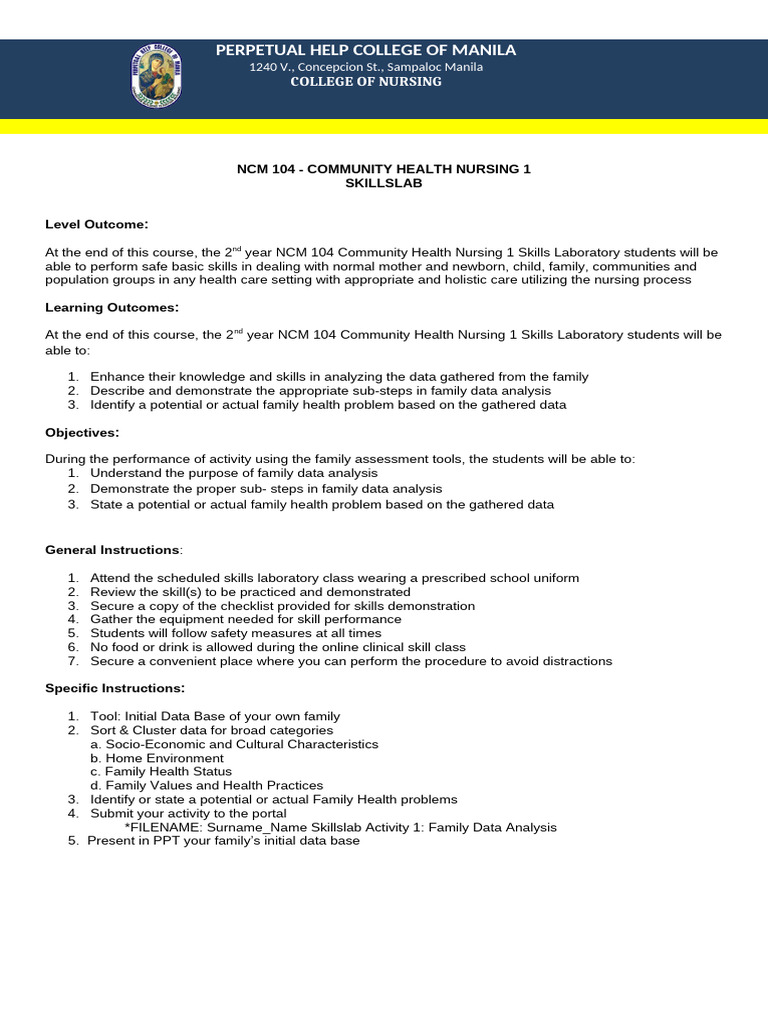 CHN 1 SKILLSLAB Midterm Activity 1 Data Analysis | PDF