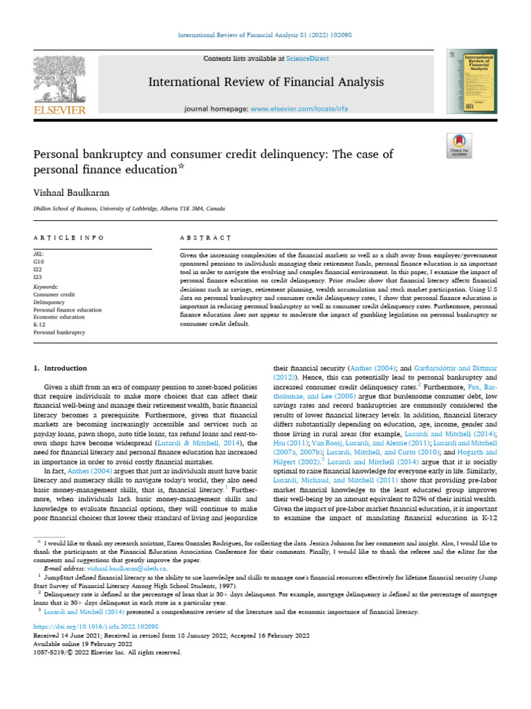 International Review of Financial Analysis: Vishaal Baulkaran | PDF