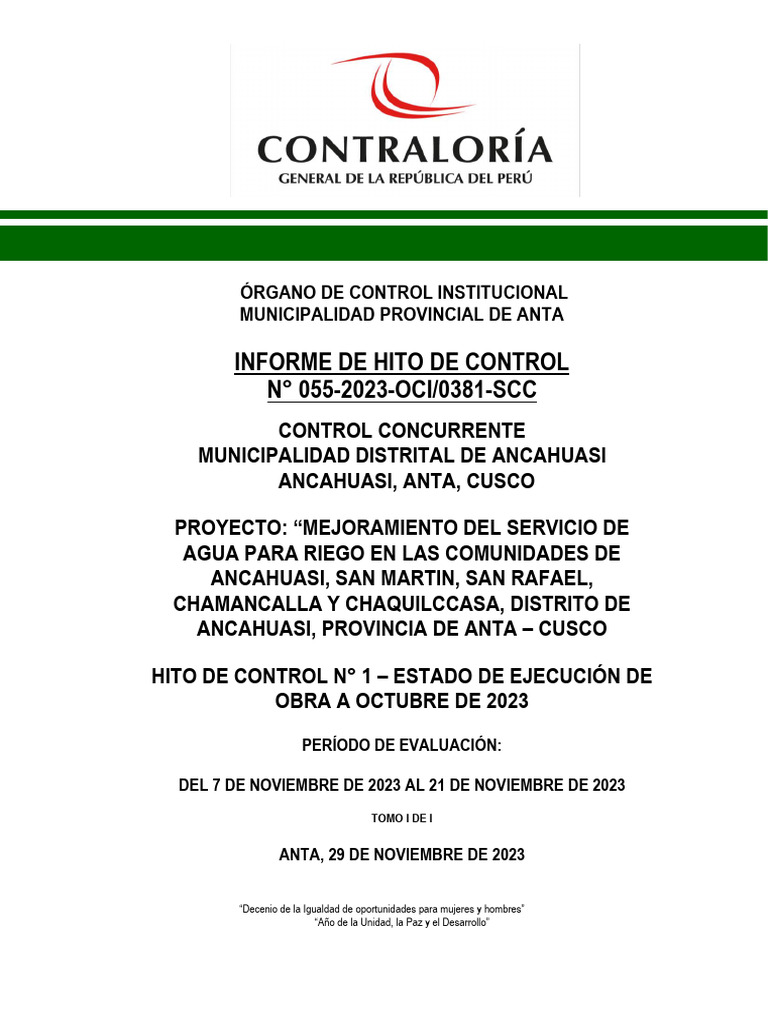 Informes de Hito de Control 055-2023 (F) (F) | PDF