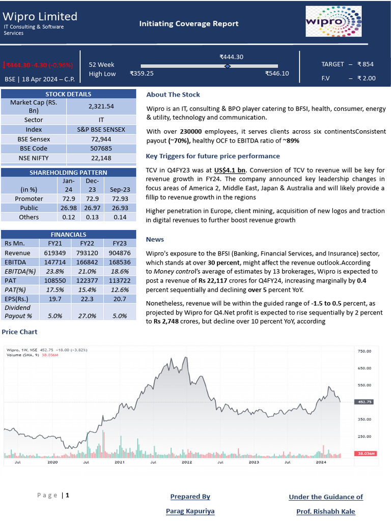 Equity Research Report - Wipro Ltd. | PDF